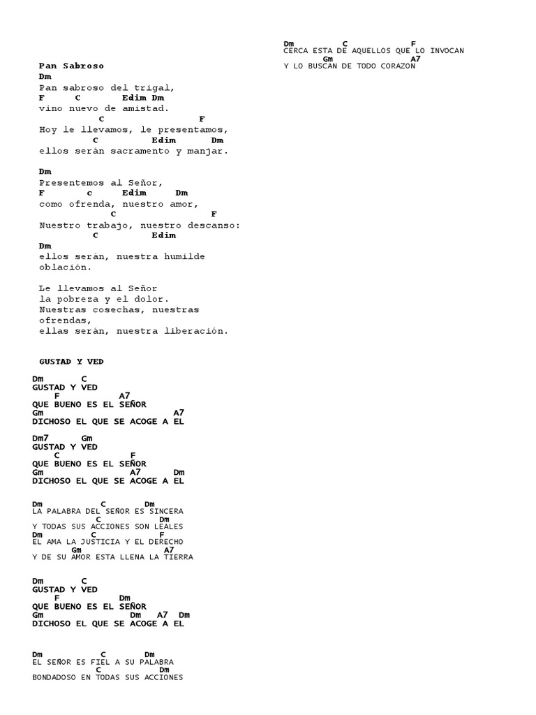 Pan Sabroso: Letras y Acordes | PDF