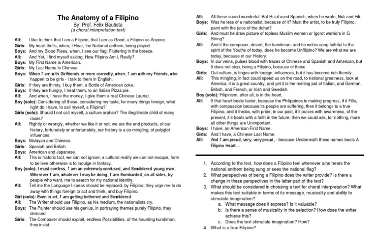 The Anatomy of A Filipino | PDF | Philippines