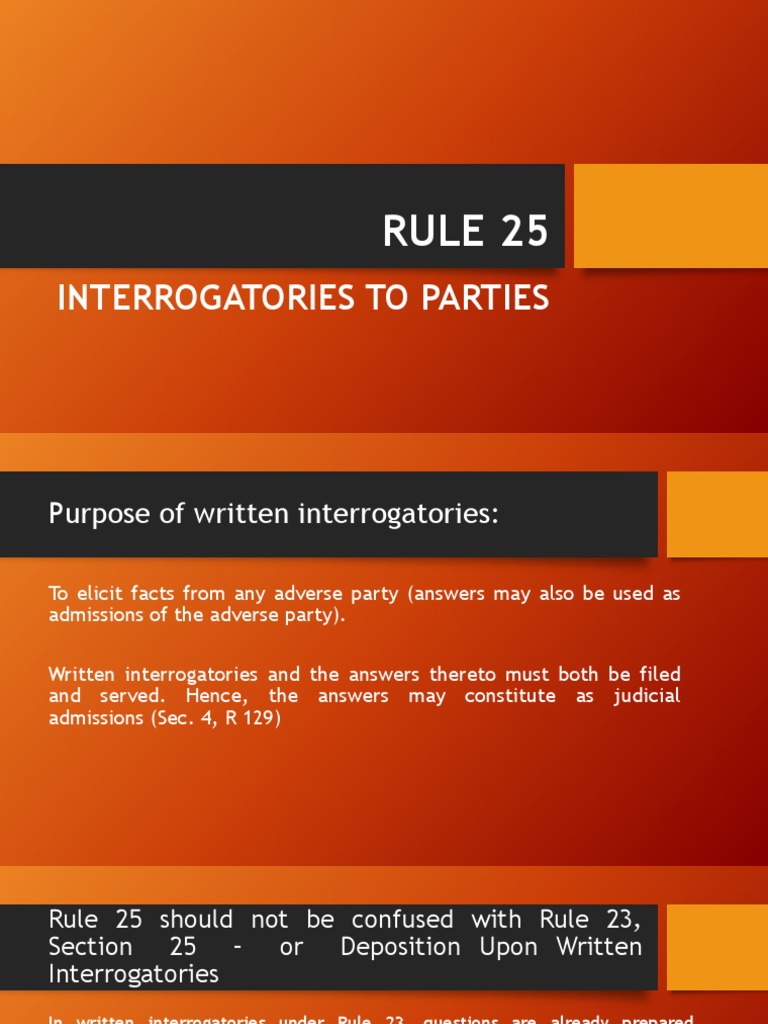 RULE 25 Sec.12 | PDF | Interrogatories | Deposition (Law)