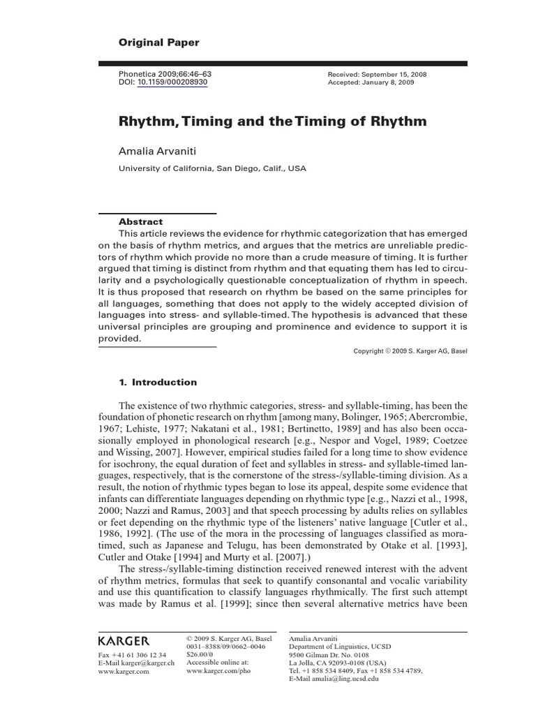 Rhythm, Timing and The Timing of Rhythm: Original Paper | PDF | Stress ...
