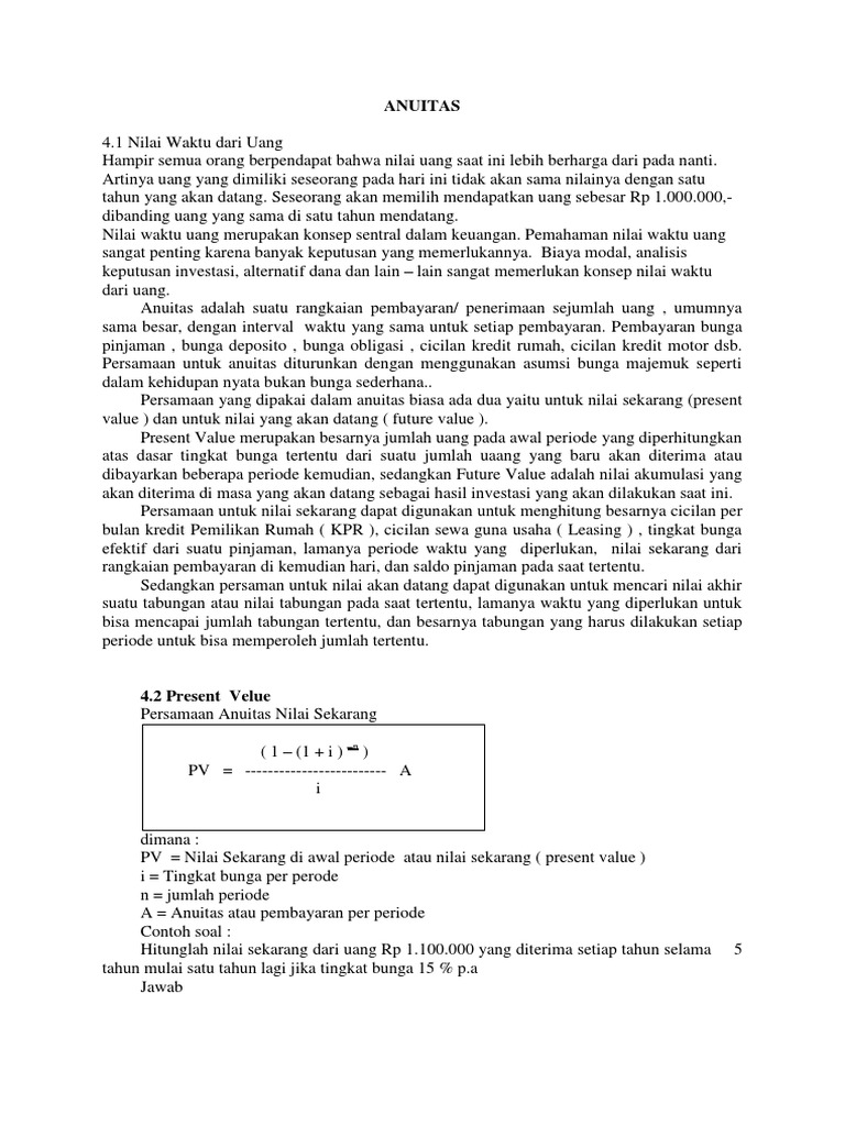 27++ Contoh Soal Tentang Anuitas Nilai Sekarang - Contoh Soal Terbaru