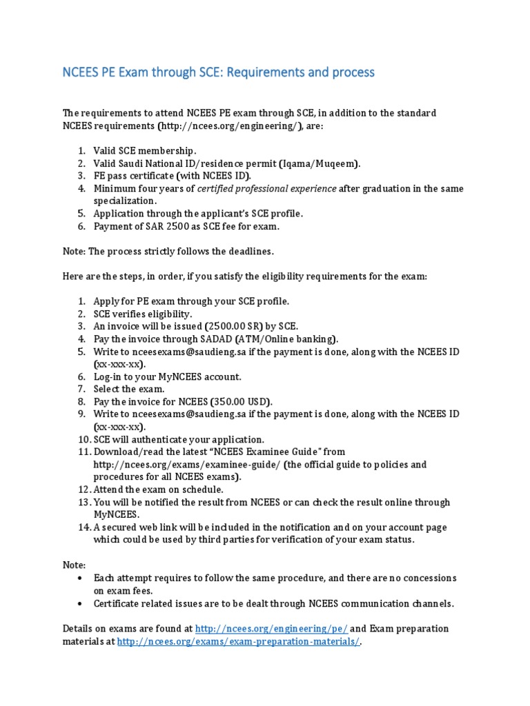 Ncees Pe Exam Through Sce | PDF