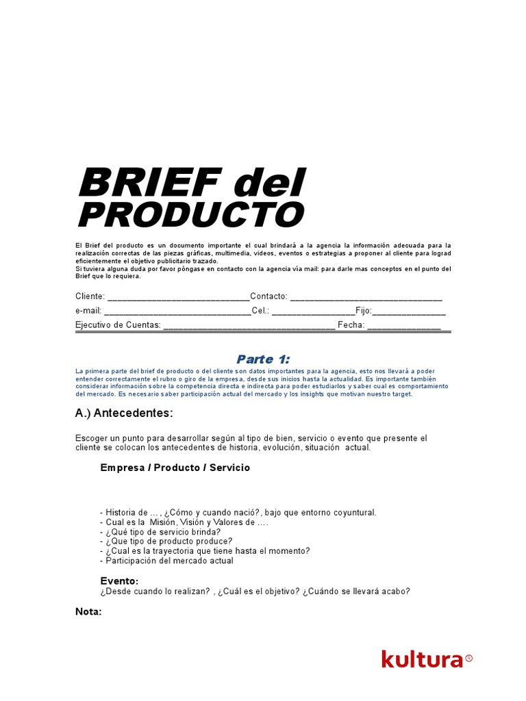 Modelo de Brief de Producto | PDF | Producto (Negocio) | Mercado (economía)