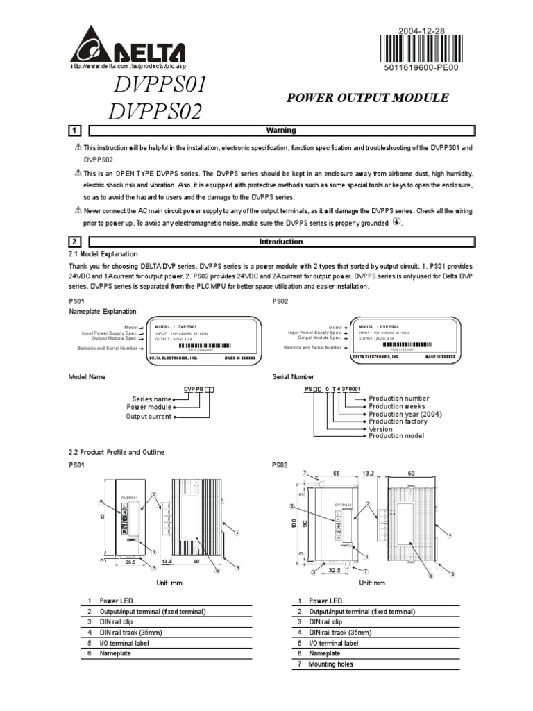Power Supply DVP-PS01 | PDF | Power Supply | Electrical Wiring