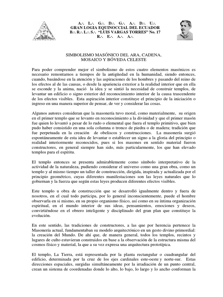Simbolismo Masonico - El Ara, La Cadena, y La Boveda | PDF | Masonería ...