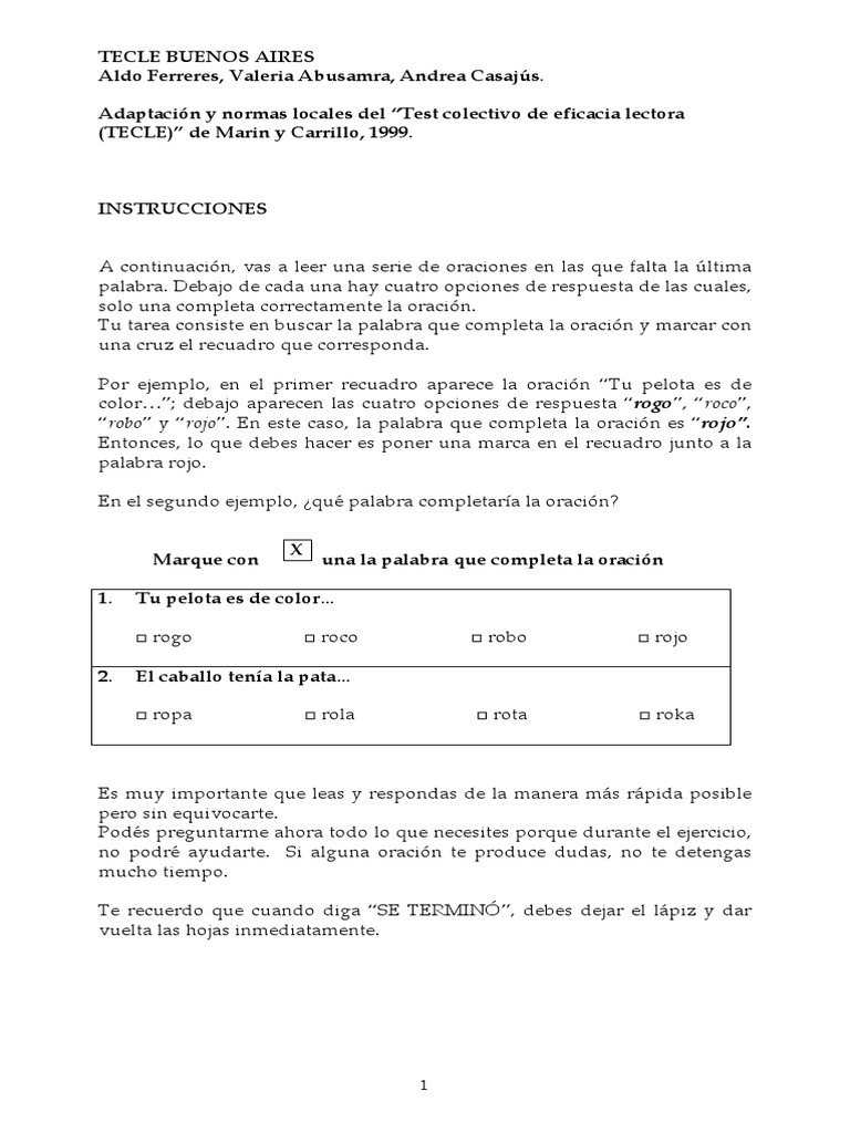 TECLE Protocolo | PDF | Ocio