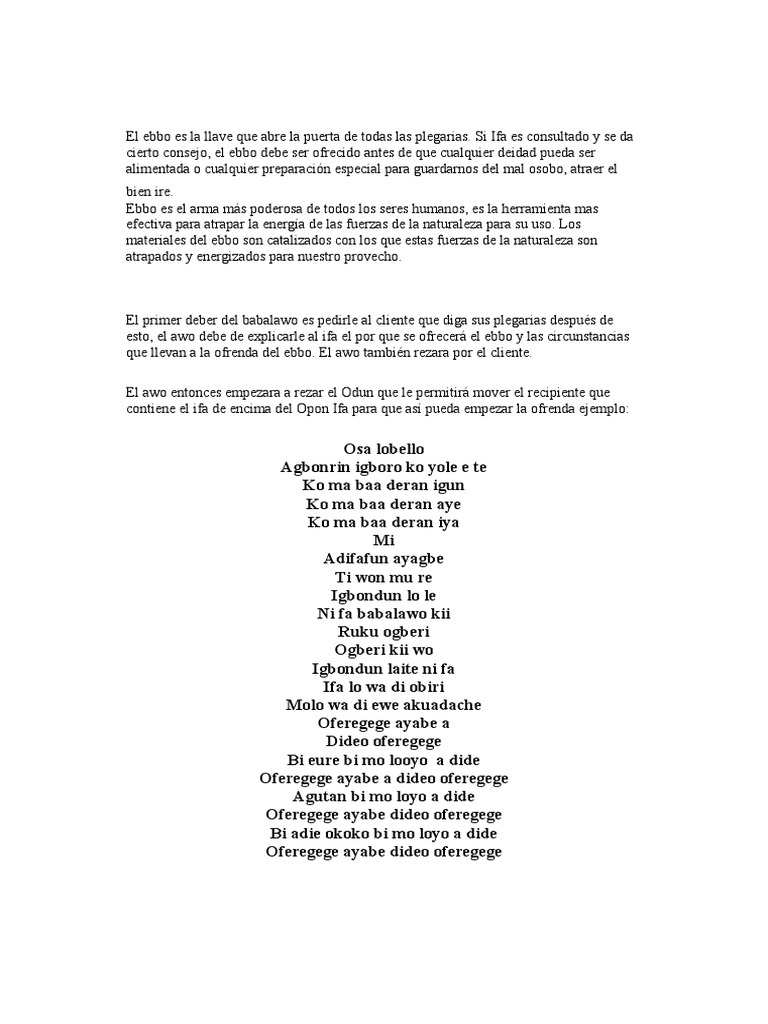 La Importancia del Ebbo en Ifa | PDF | Santeria | Religión étnica