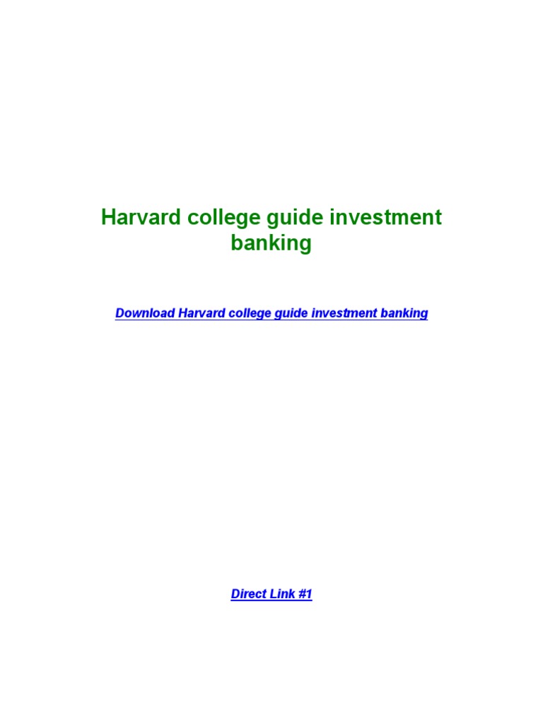 Harvard College Guide Investment Banking | PDF | System Software ...