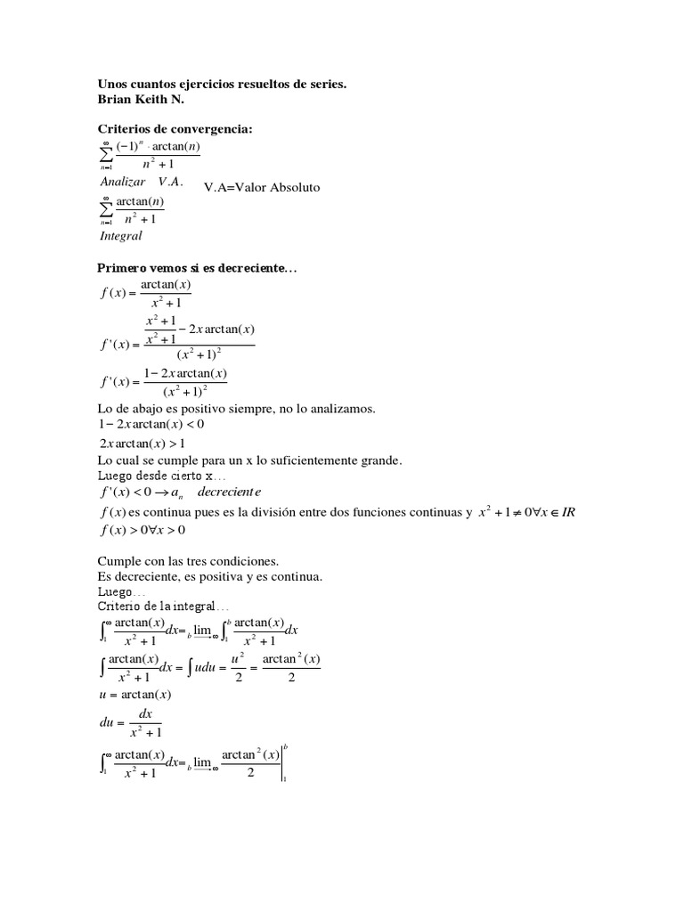 Ejercicios Resueltos de Series II | PDF | Análisis matemático | Cálculo