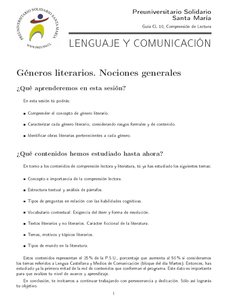 Guia 10 Generos Literarios Nociones Basicas | Descargar gratis PDF ...
