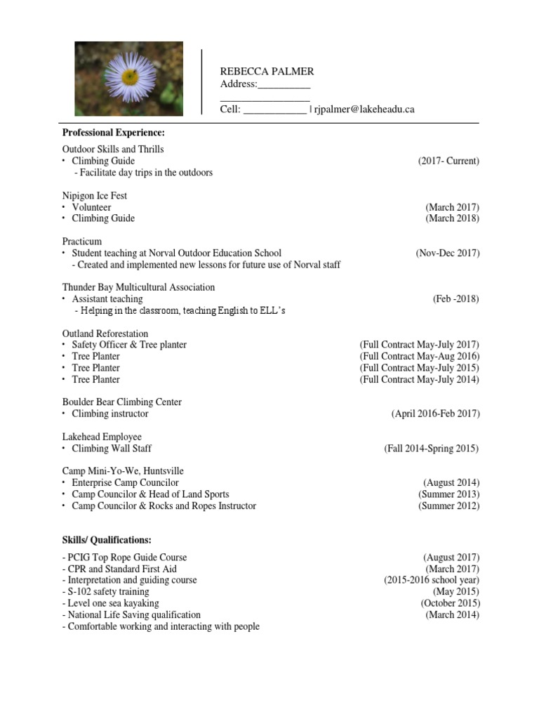 Resume 1 | PDF | Outdoor Recreation | Behavior Modification