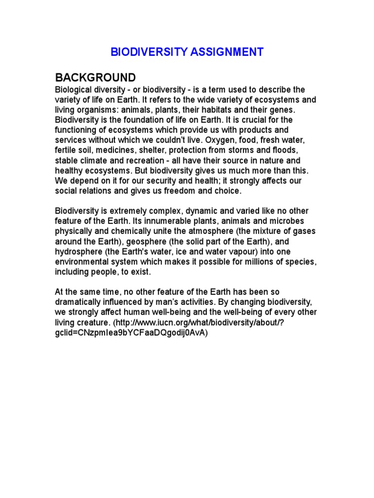 03 Biodiversity Assignment | PDF | Biodiversity | Ecosystem
