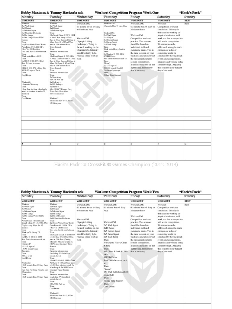 Workout Competition Program | PDF | Physical Exercise | Body Shape