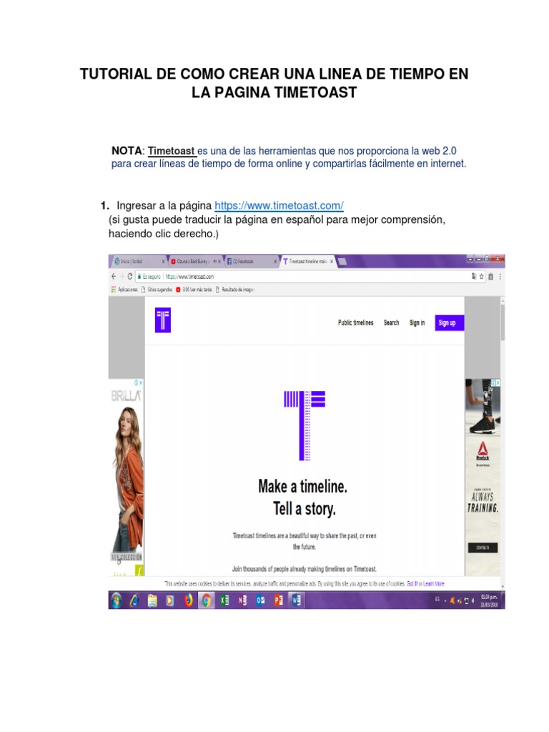 Tutorial de Como Crear Una Linea de Tiempo en La Pagina Timetoast | PDF | Point and Click ...