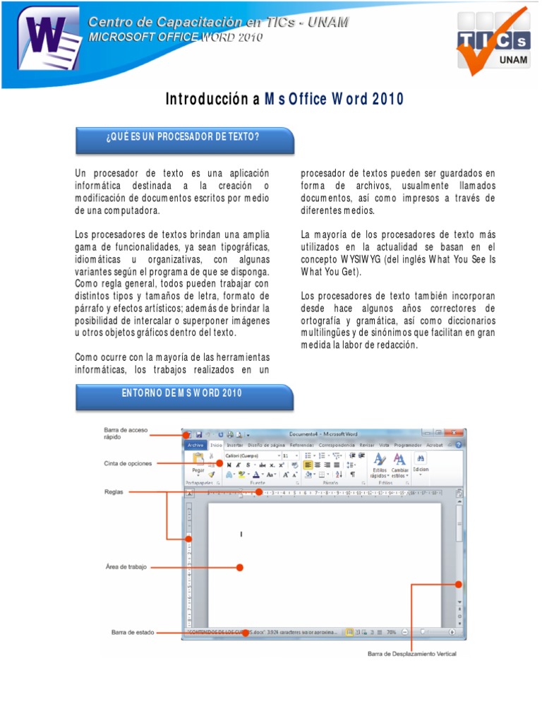 Introducción a MS Word 2010 | PDF | Procesador de textos | Informática