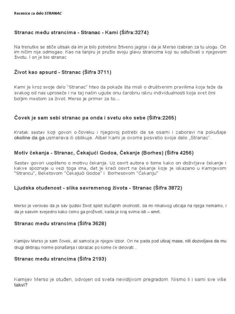 Recenice Za Delo STRANAC | PDF