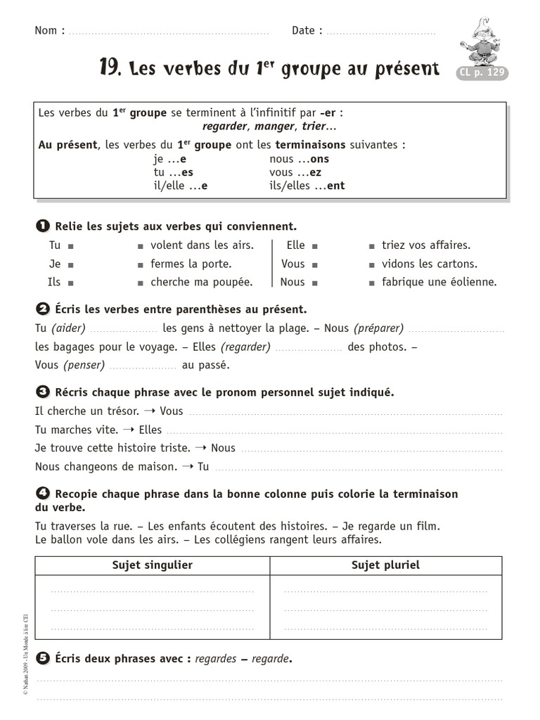 3-Les Verbes Du 1er Groupe Au present-UMAL PDF | PDF | Verbe | Sujet ...