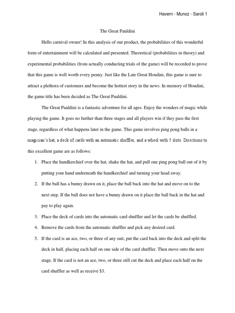 Carnival Project | PDF | Fraction (Mathematics) | Probability