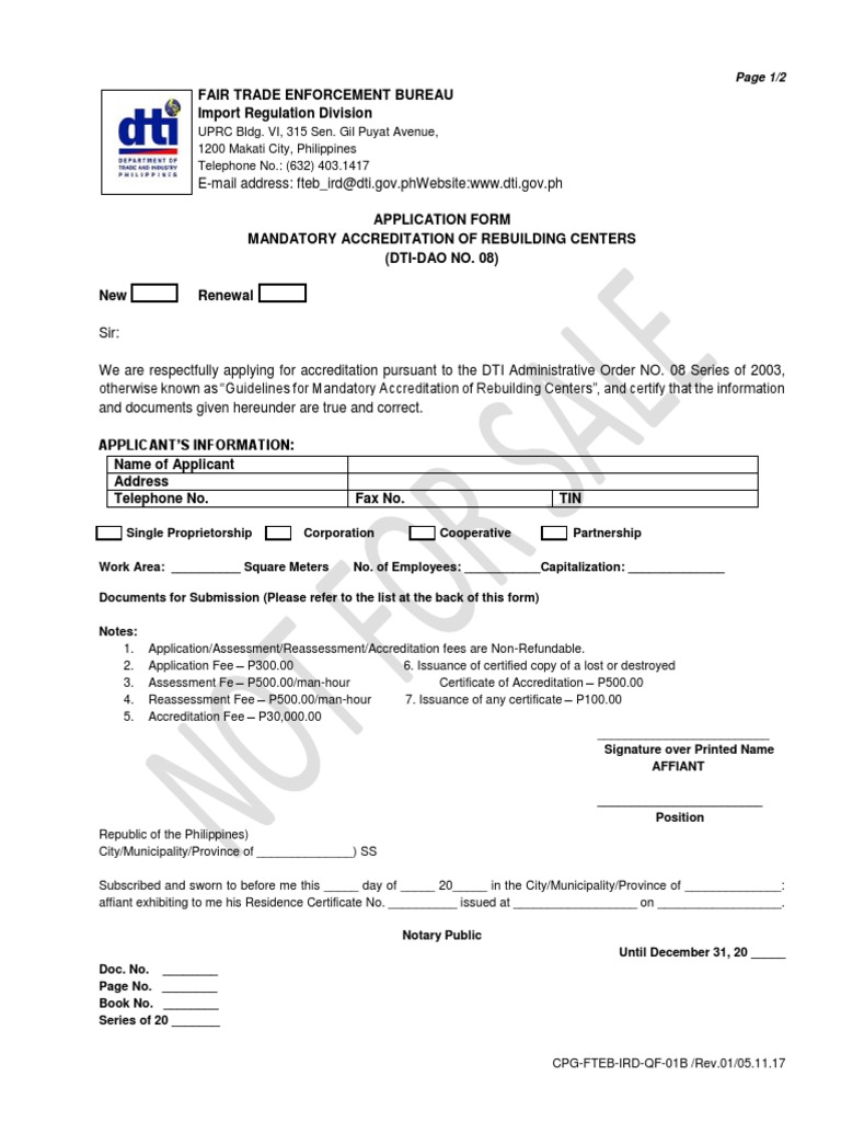 DTI Accreditation Application for Rebuilding Centers | PDF | Insurance ...