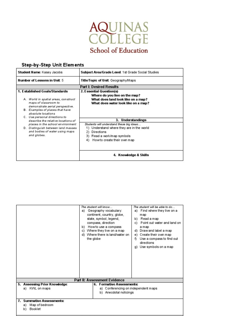 Map Unit Plan | PDF | Map | Educational Assessment