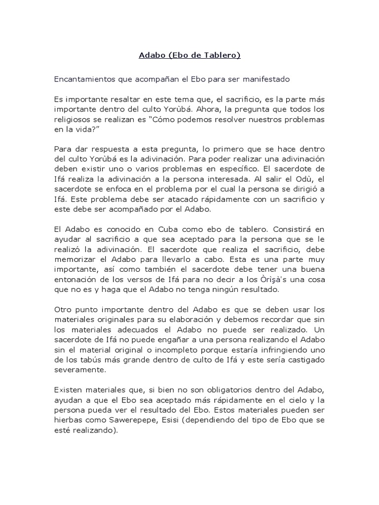Adabo - ( (Ebo de Tablero) ) | PDF | Religión y creencia