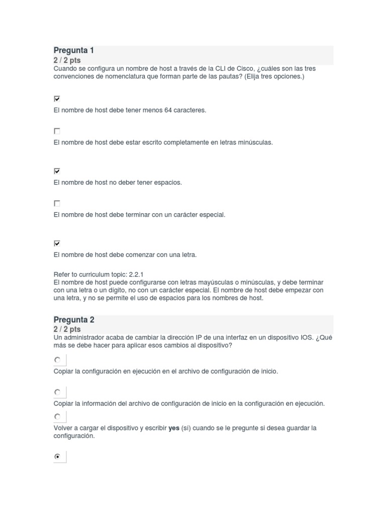 Prueba-Examen Capitulo 2 Cisco | PDF | Dirección IP | Contraseña