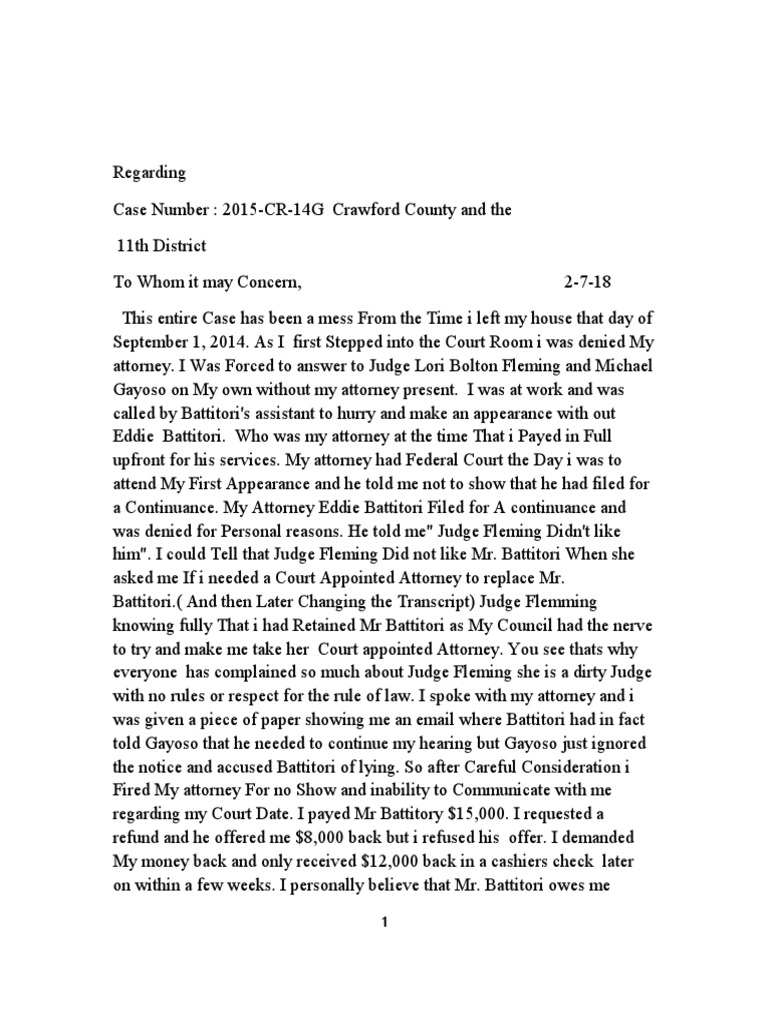 Complaint Against Kansas Judge Lori Bolton Fleming, Crawford County ...