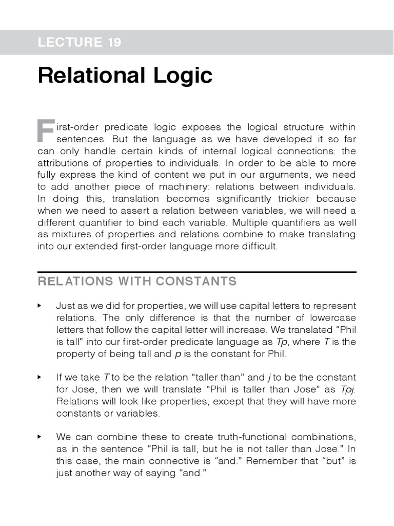 Understanding Relational Logic | PDF | First Order Logic | Logic