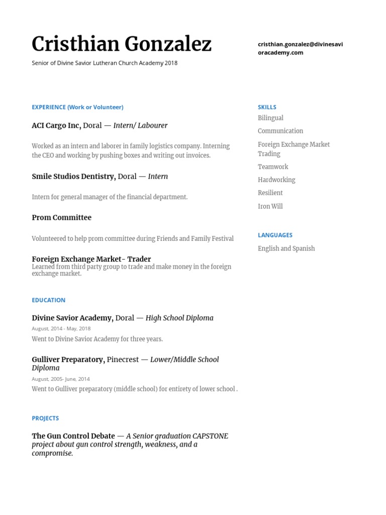 Cristhian Gonzalez: Senior of Divine Savior Lutheran Church Academy ...