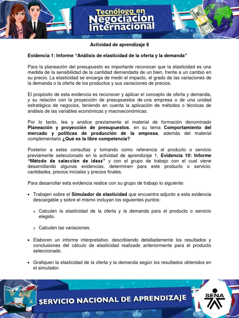 Evidencia 1 Informe Analisis de Elasticidad de La Oferta y La Demanda | PDF | Elasticidad ...