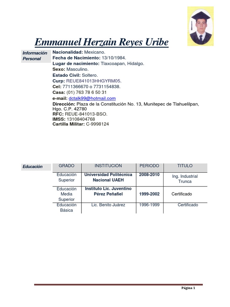 CV Emmanuel Reyes | PDF | Naturaleza | Energía y recursos