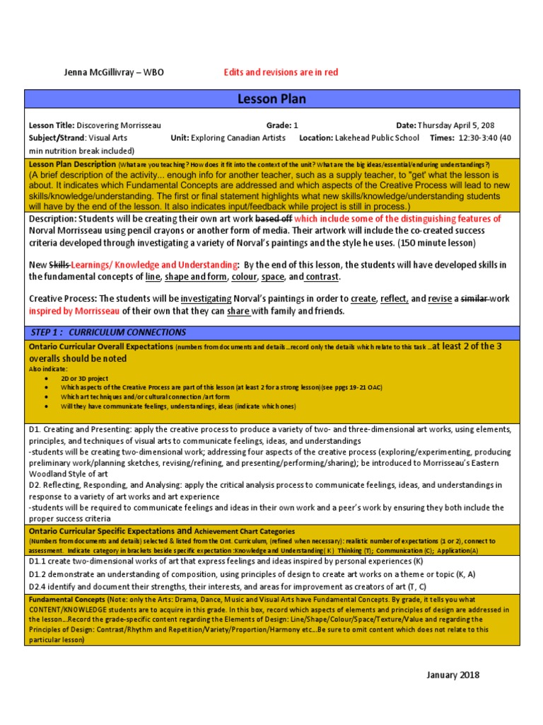 Lesson Plan: Edits and Revisions Are in Red | PDF | Educational ...