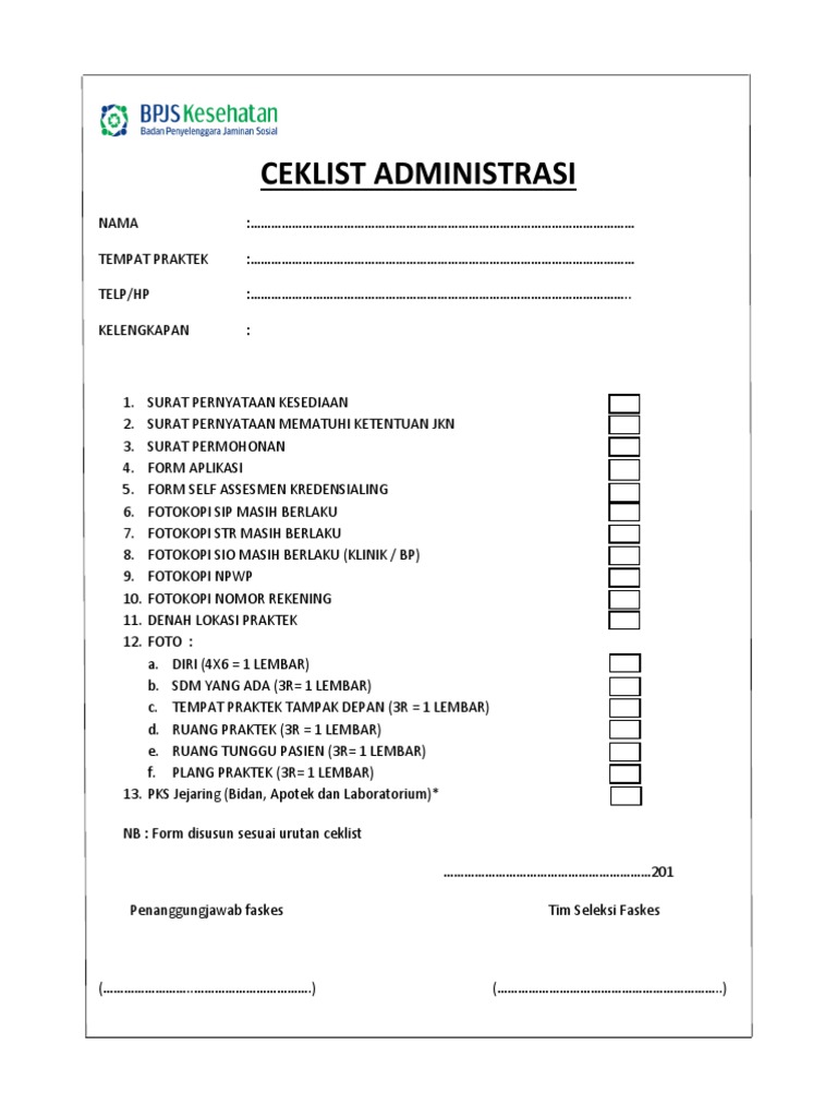 Ceklist Administrasi | PDF