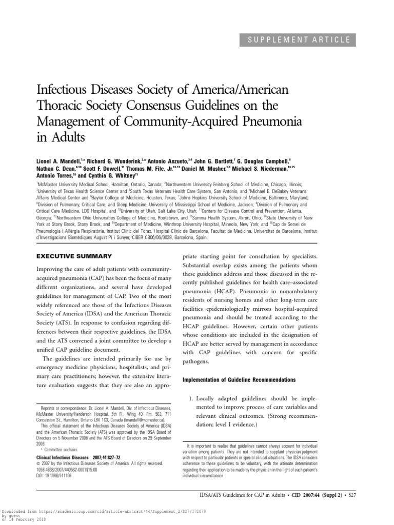 Idsa Cap | PDF | Pneumonia | Intensive Care Unit
