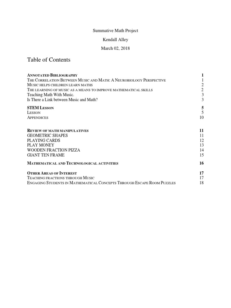 Summative Math Project Kendall Alley March 02, 2018 | PDF | Design ...