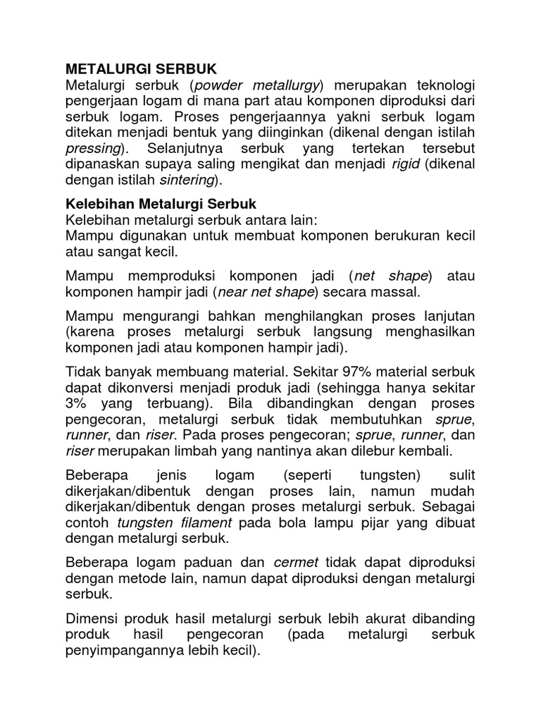 Metalurgi Serbuk | PDF