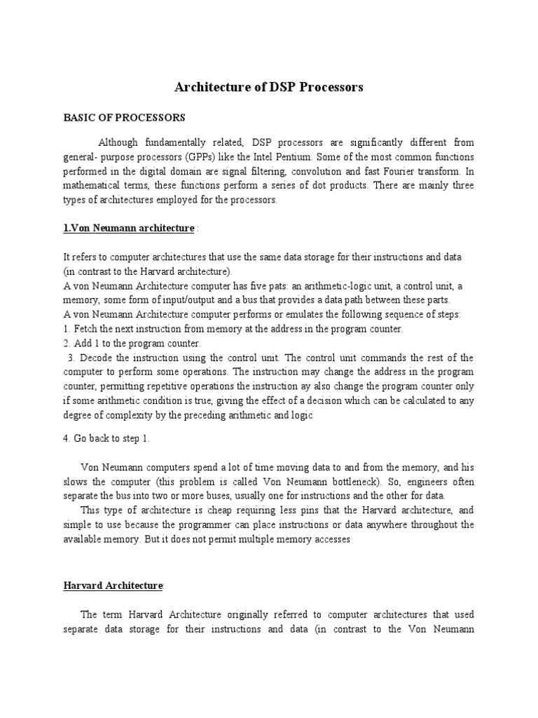Architecture of DSP Processors | PDF | Central Processing Unit ...