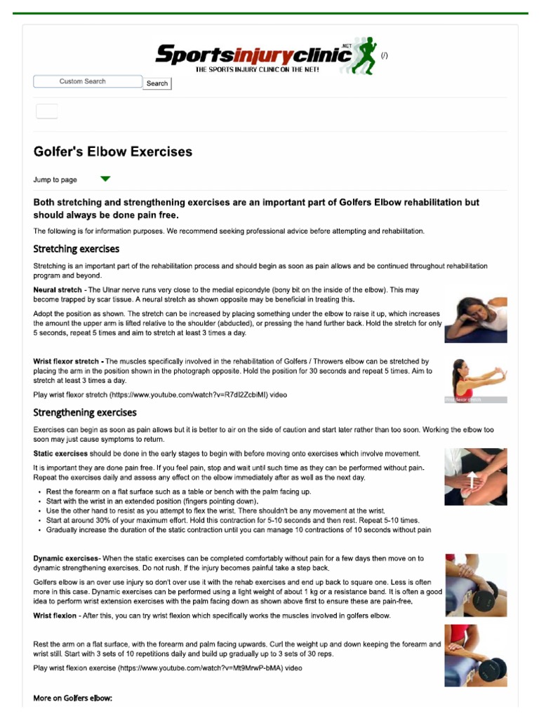 Exercises For Medial Epicondylitis | PDF