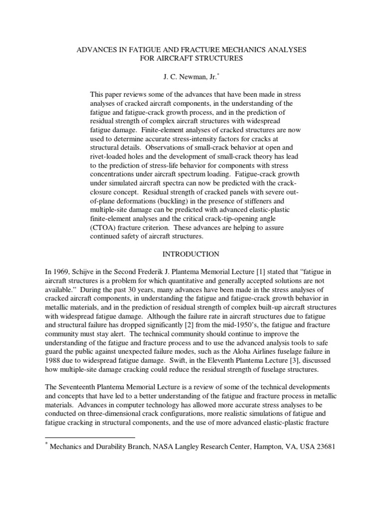 Aircraft Structure - Fracture | PDF | Fatigue (Material) | Fracture ...