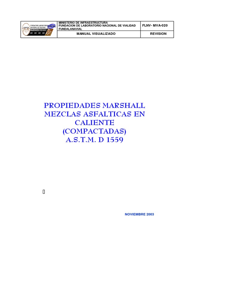 Marshall Astm D 1559 PDF | Descargar gratis PDF | Densidad | Masa