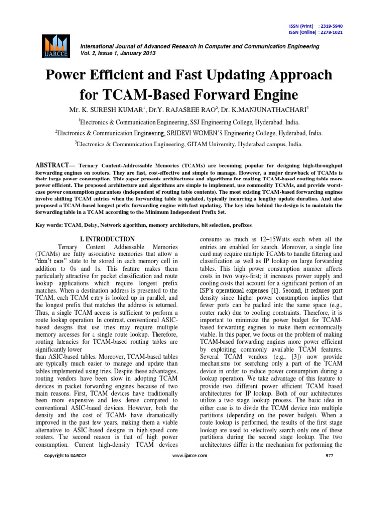 17-Power Efficient and Fast Updating | PDF | Routing | Computer Data
