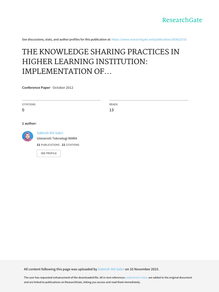 The Knowledge Sharing Practices - Usc2012 No.48 | PDF | Tacit Knowledge ...