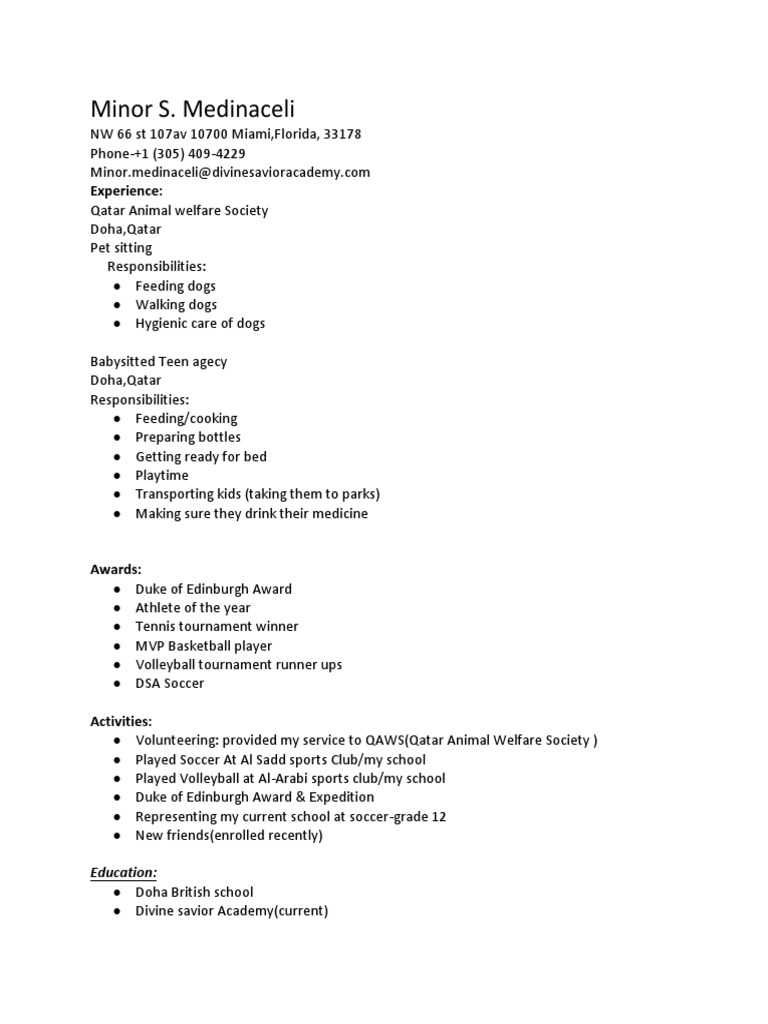 Minor S. Medinaceli: Experience | PDF