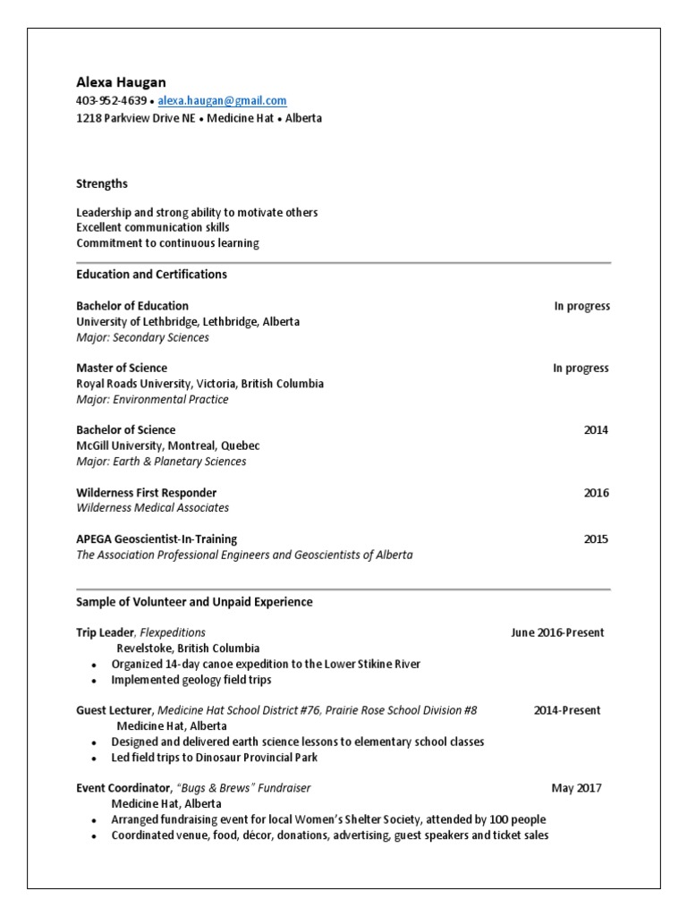Alexa Haugan Program Assistant Resume | PDF | Alberta | Learning