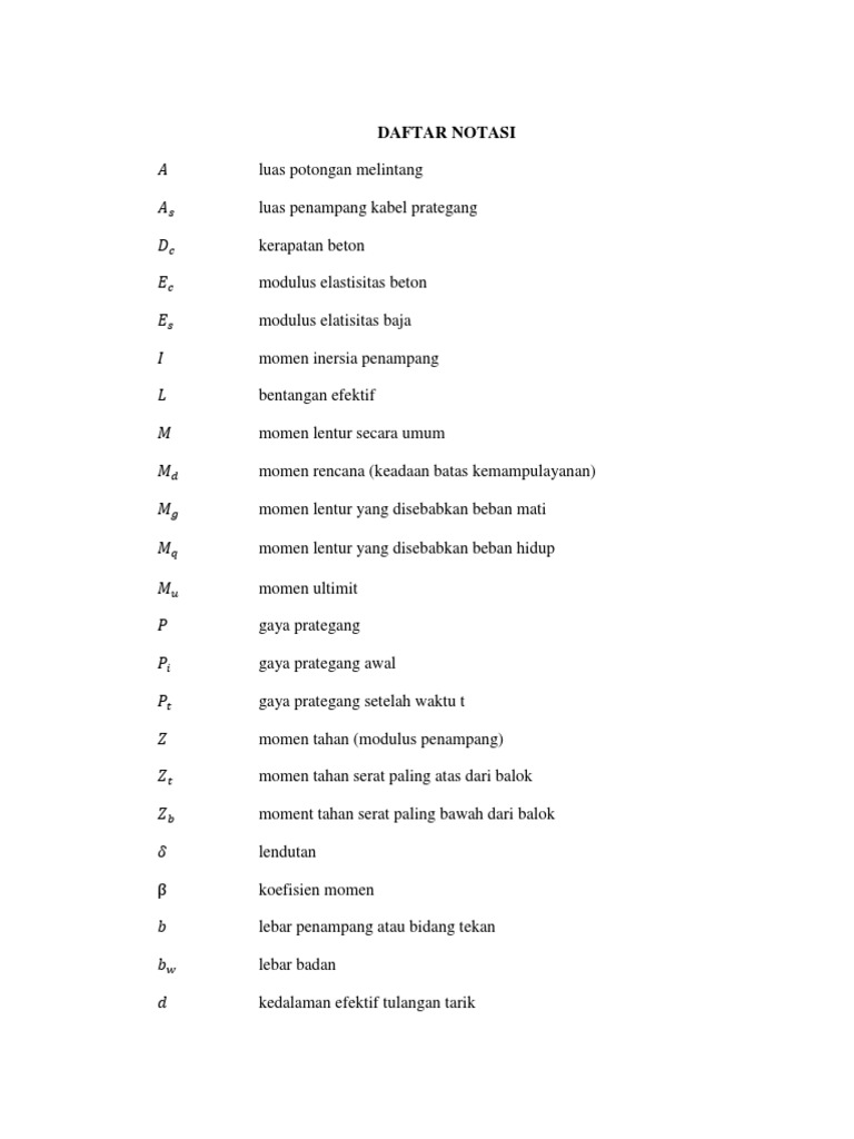 Daftar Notasi | PDF