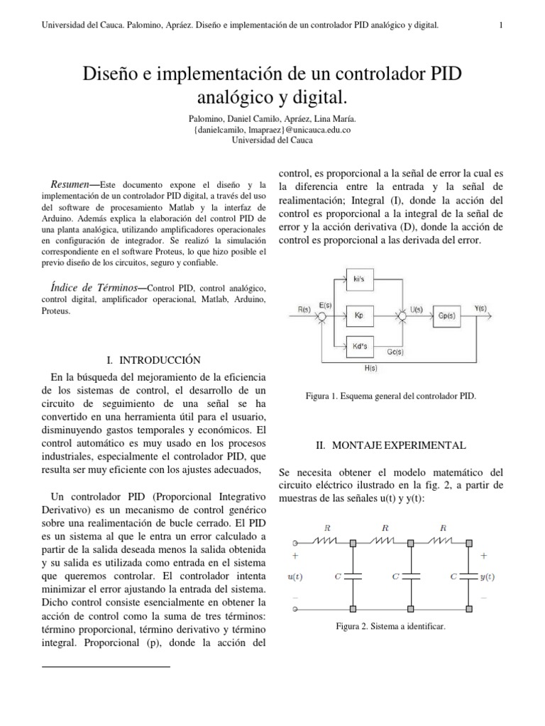 Diseño e Implementación de Un Control PID Analógico y Digital. | PDF ...