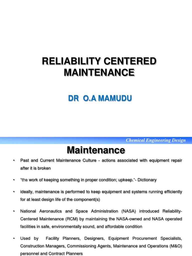 Nasa Reliability Centered Maintenance Guide