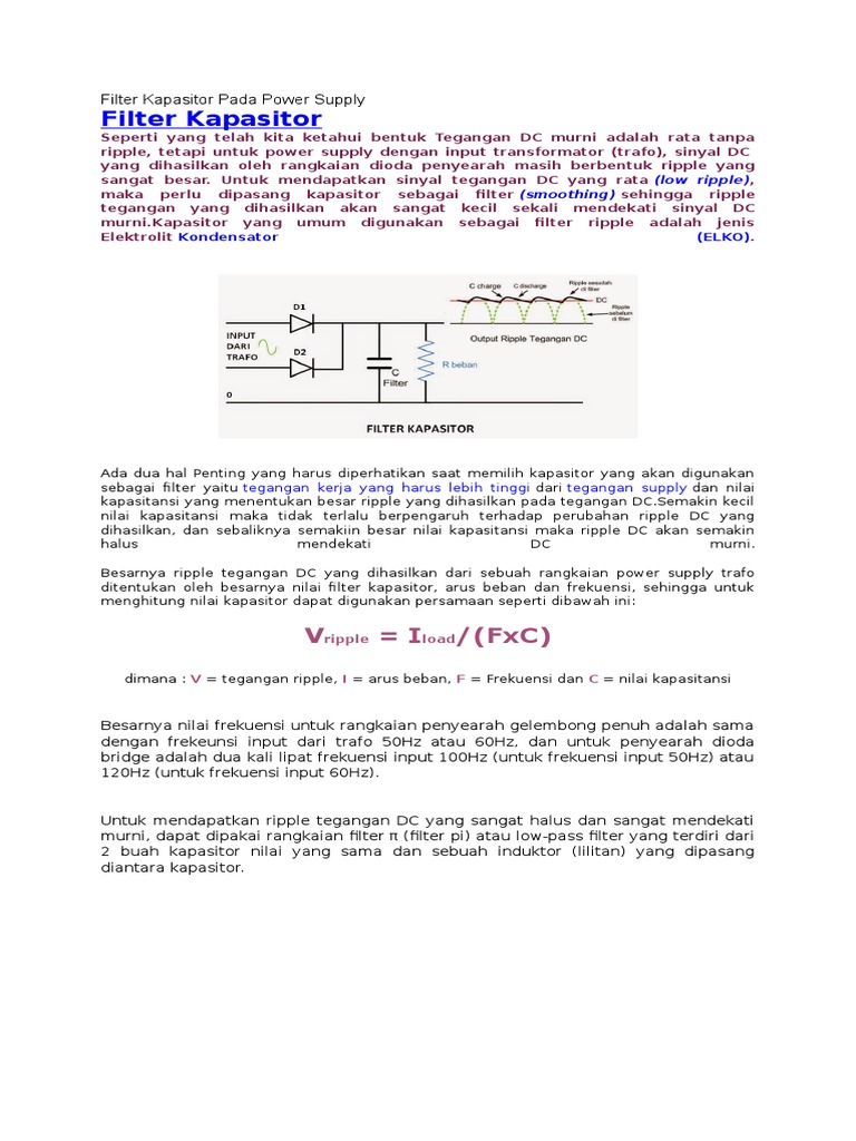 Filter Kapasitor Pada Power Supply | PDF