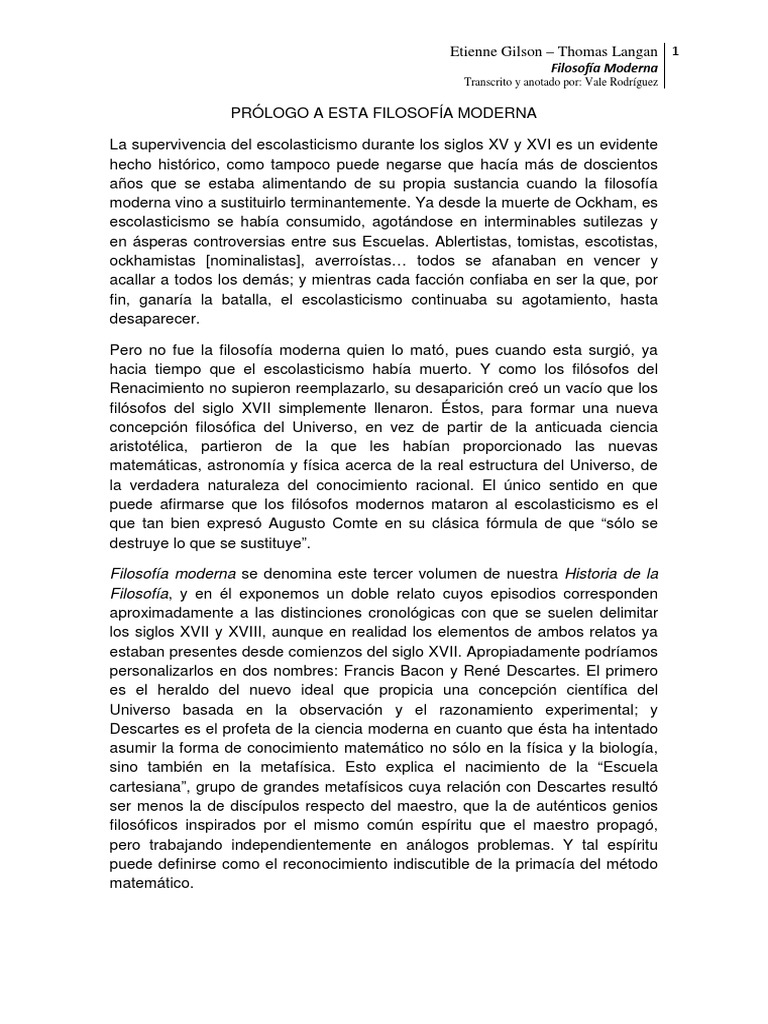 Filosofía Moderna Gilson-Langan | PDF | René Descartes | Estoicismo