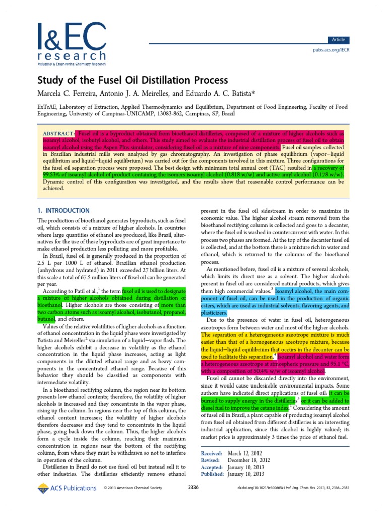 Lectura 4-Study of The Fusel Oil Distillation Process | PDF ...